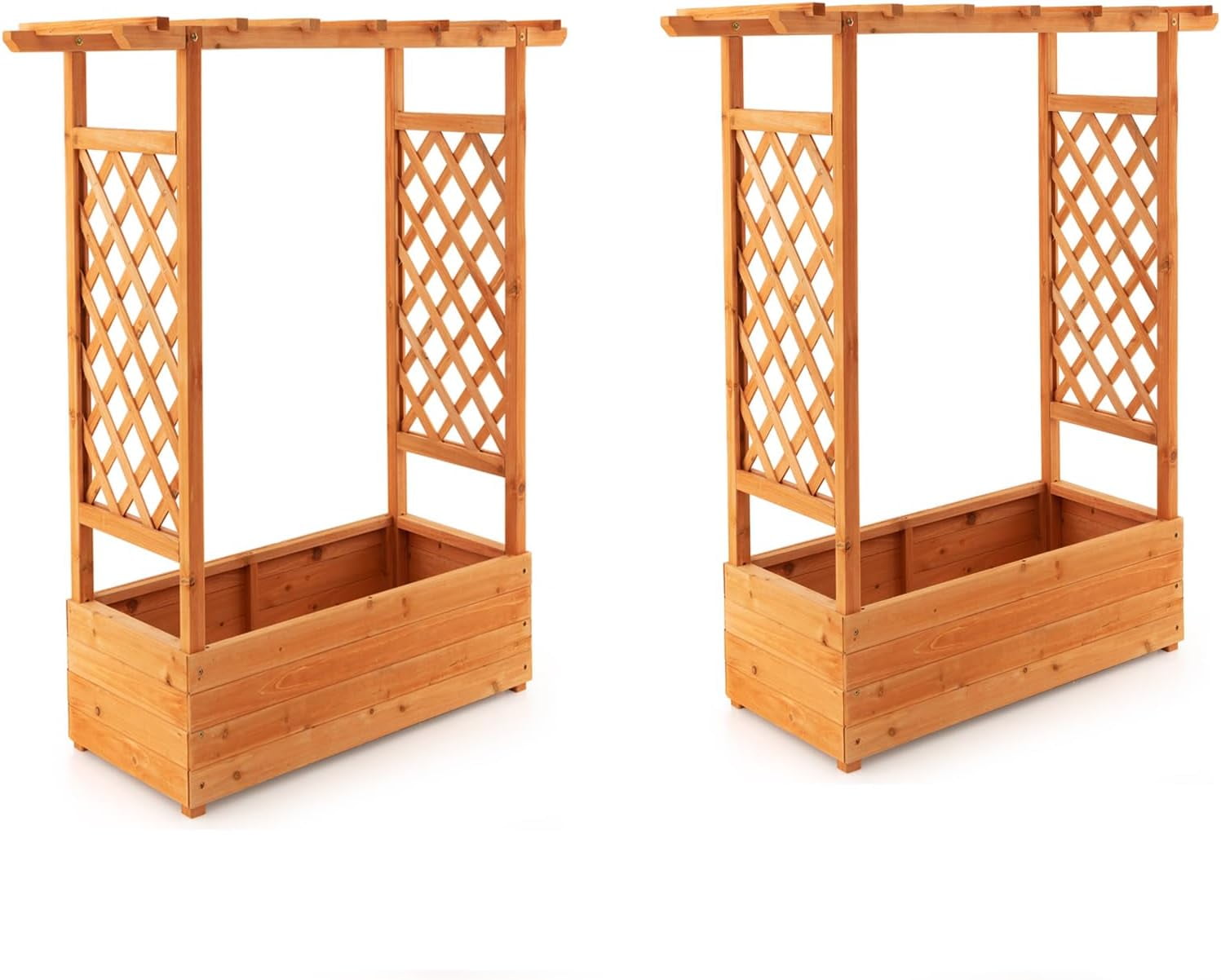 Raised Garden Bed with Trellis, Wood Planter Box with Arch Trellis ...