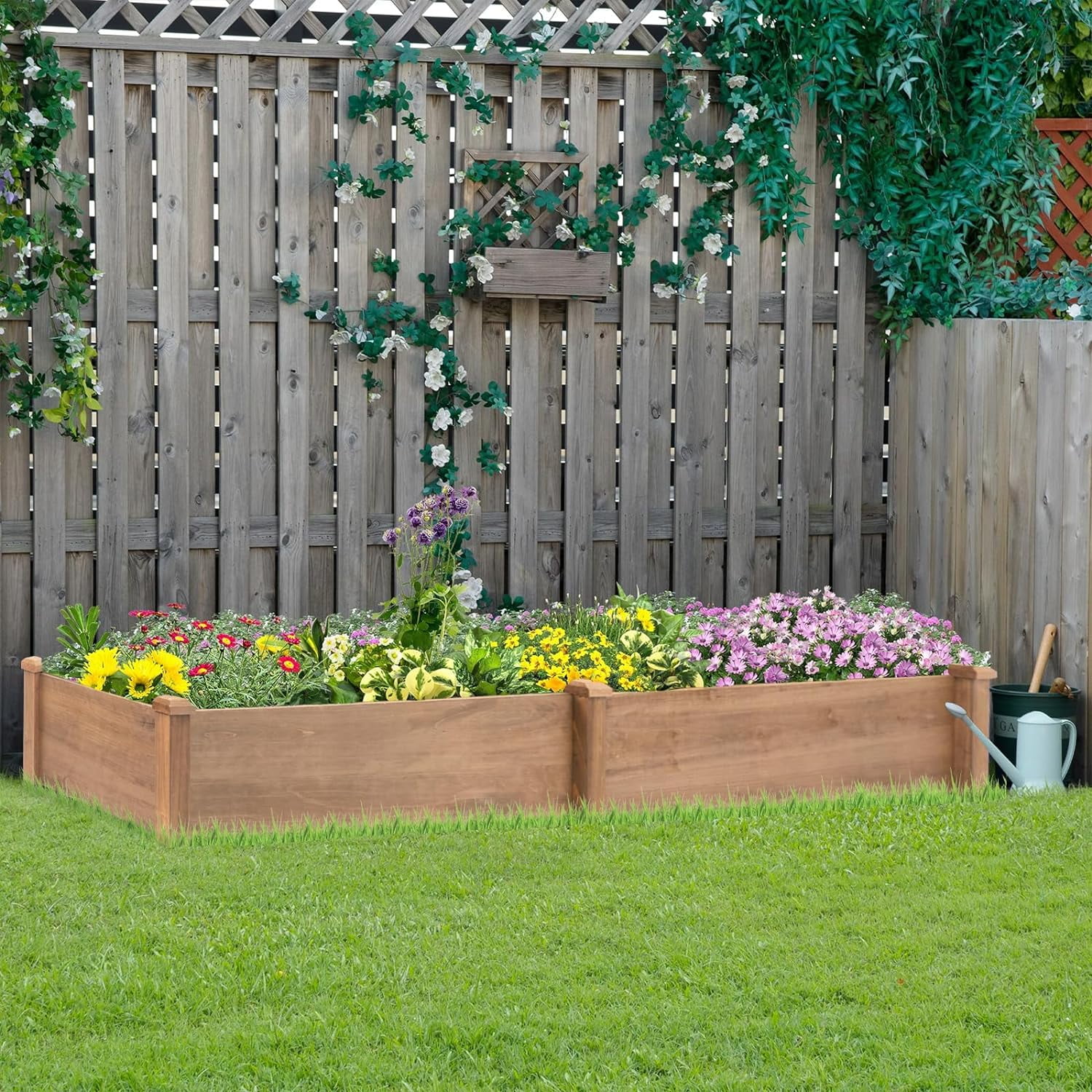 Raised Garden Bed Without Legs 8x2Ft ft Large Elevated Wood Planter Box ...
