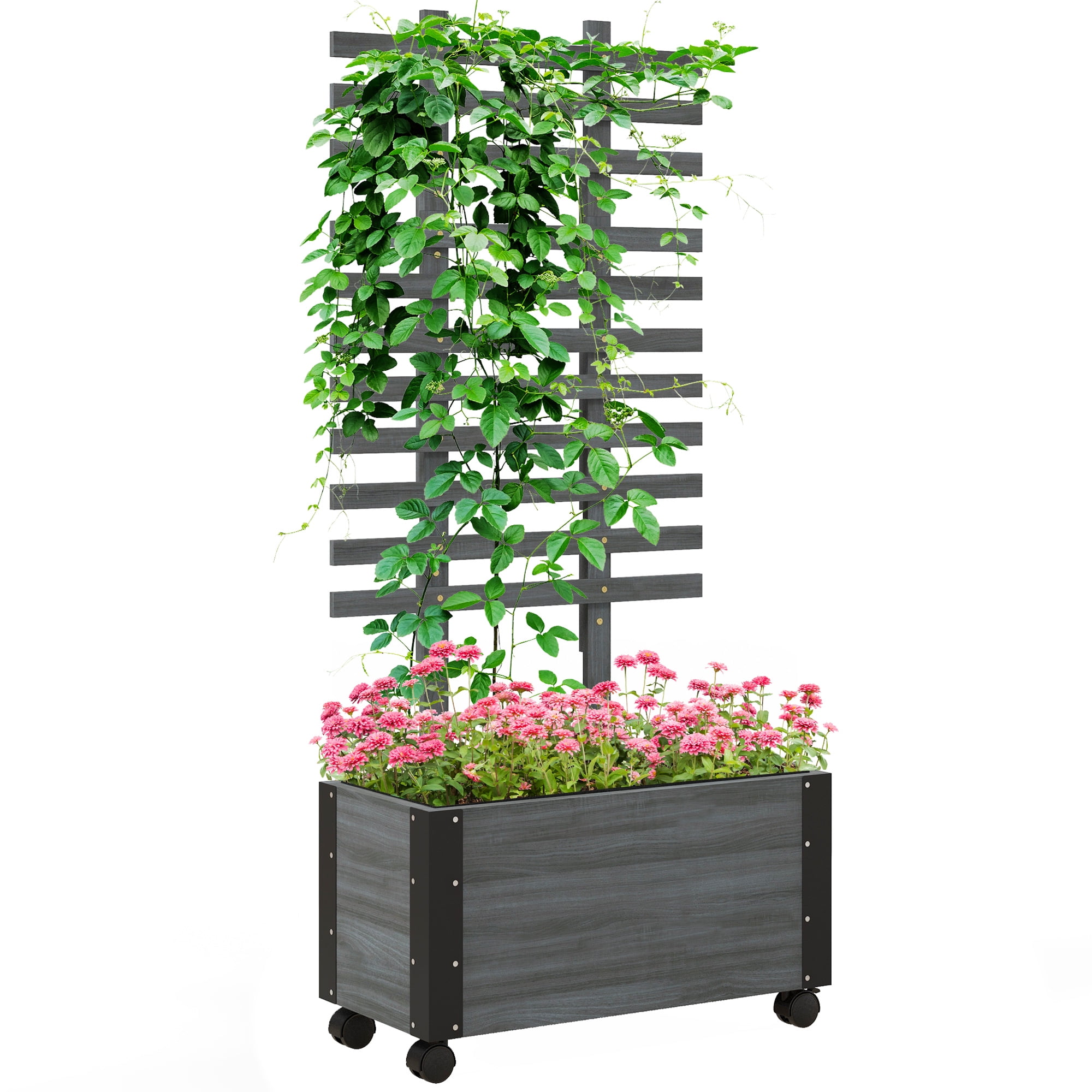 Raised Garden Bed Wood Elevated Above Ground Standing Planter Box with ...