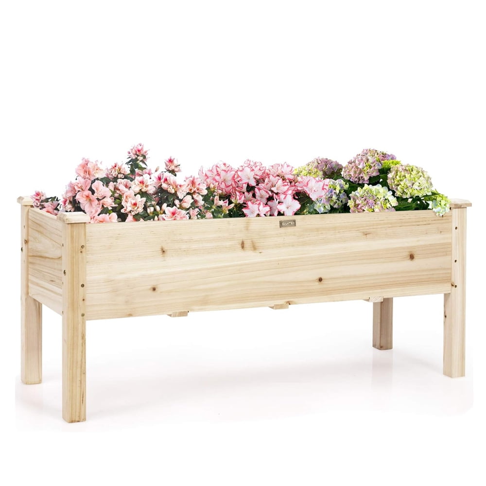 Raised Garden Bed, Wood Planter Box with Legs, Drain Holes, Elevated ...