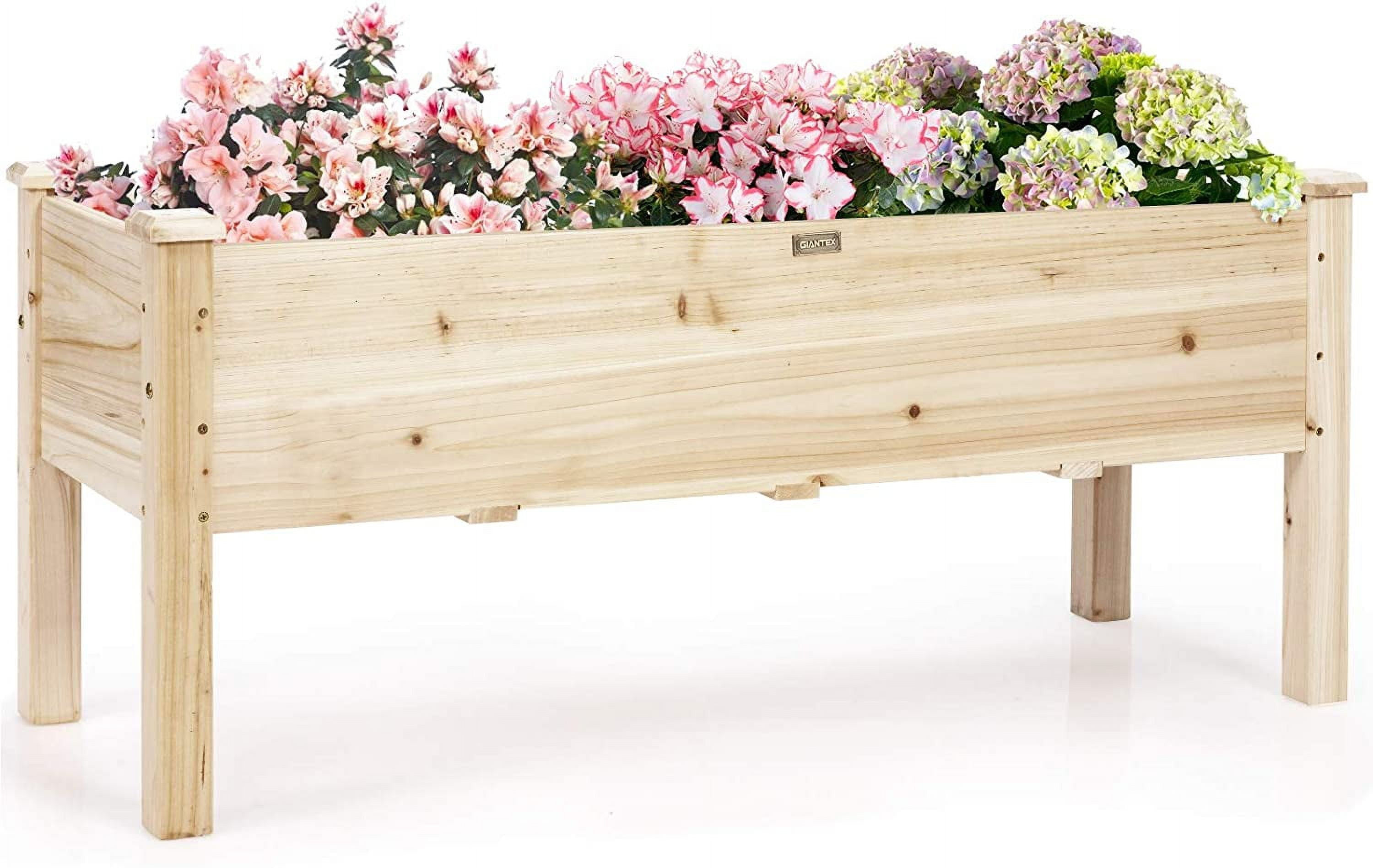 Raised Garden Bed, Wood Planter Box with Legs, Drain Holes, Elevated ...