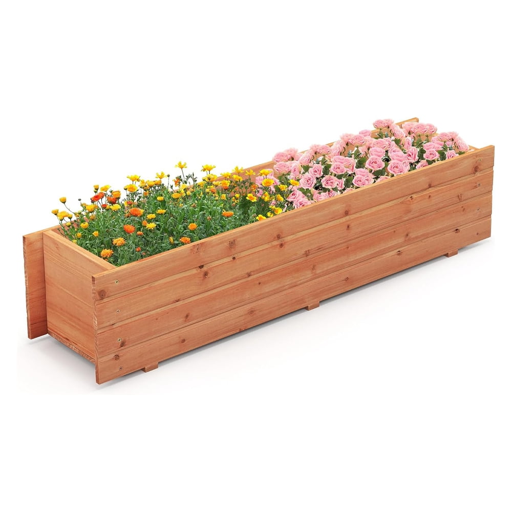 Raised Garden Bed, Wood Planter Box, Outdoor Rectangular Raised Beds ...