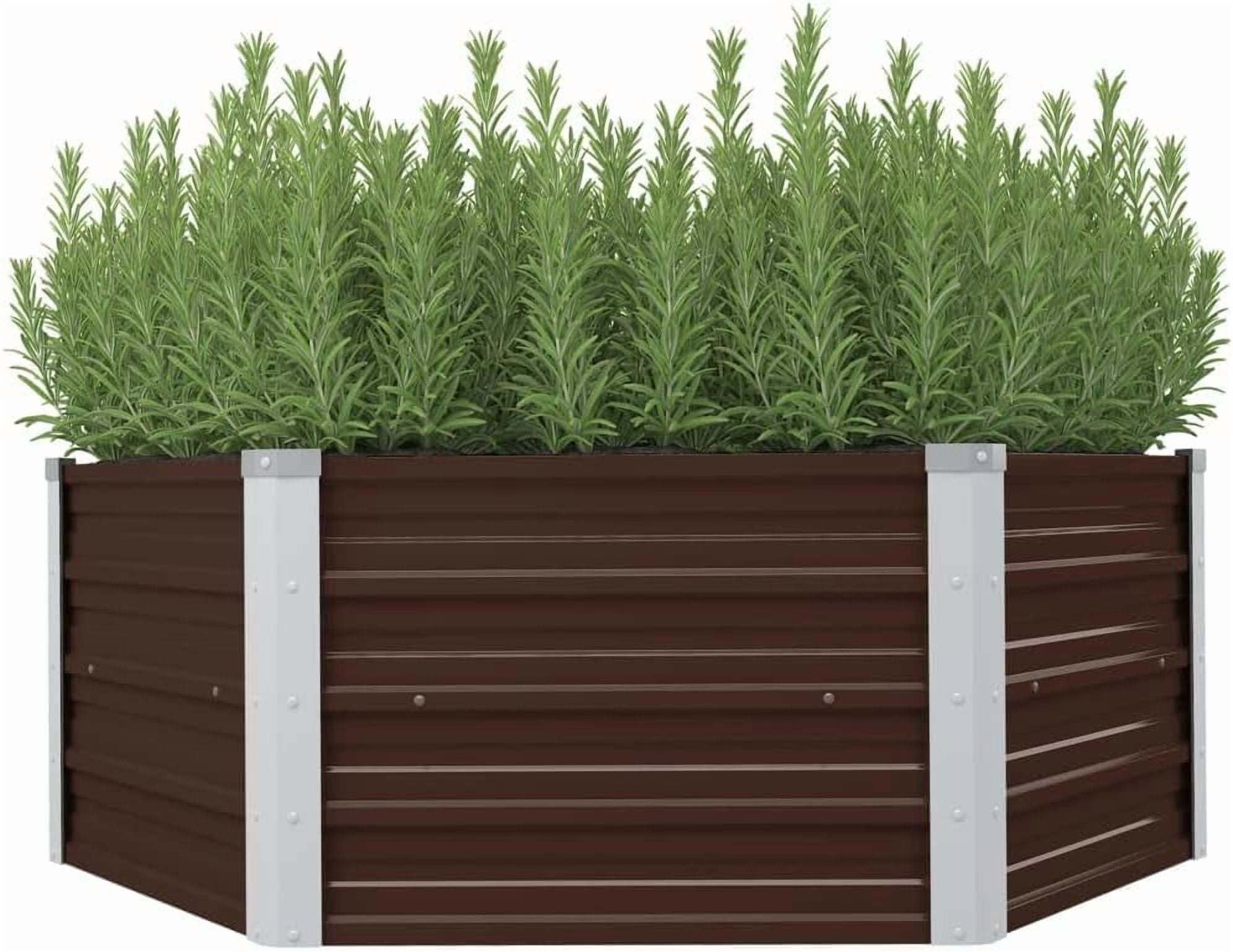Raised Garden Bed in Brown Galvanized Steel - Large, Comfortable ...
