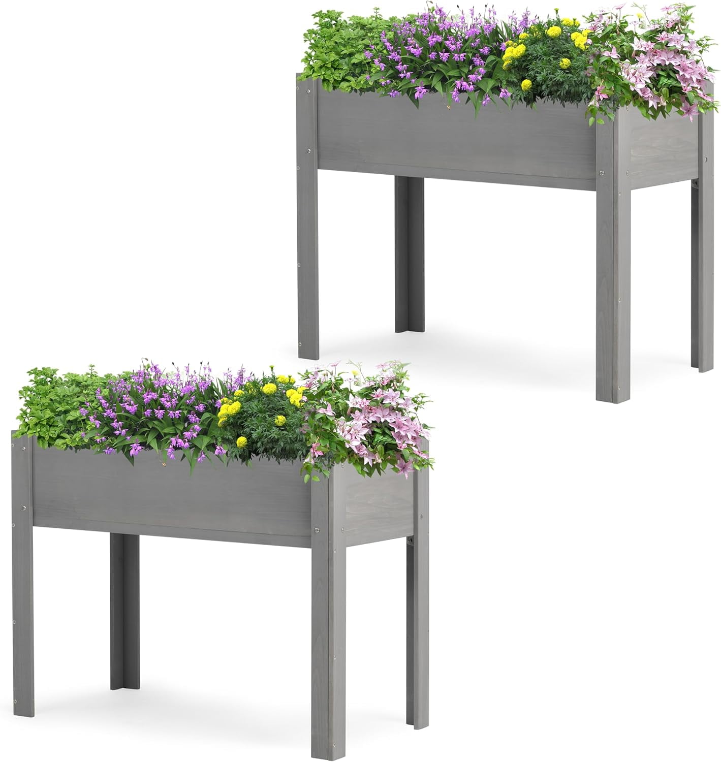 Raised Garden Bed with Legs, 40x20x31'', Solid Wood Elevated Planter ...