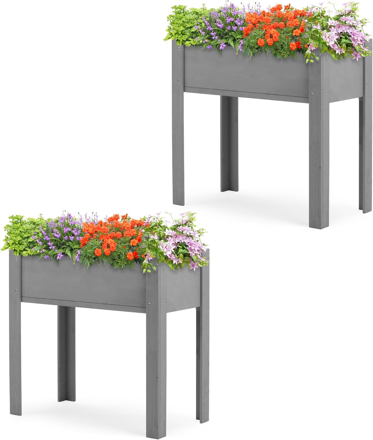 Raised Garden Bed with Legs, 48x24x30'', Outdoor Wood Elevated Planter ...