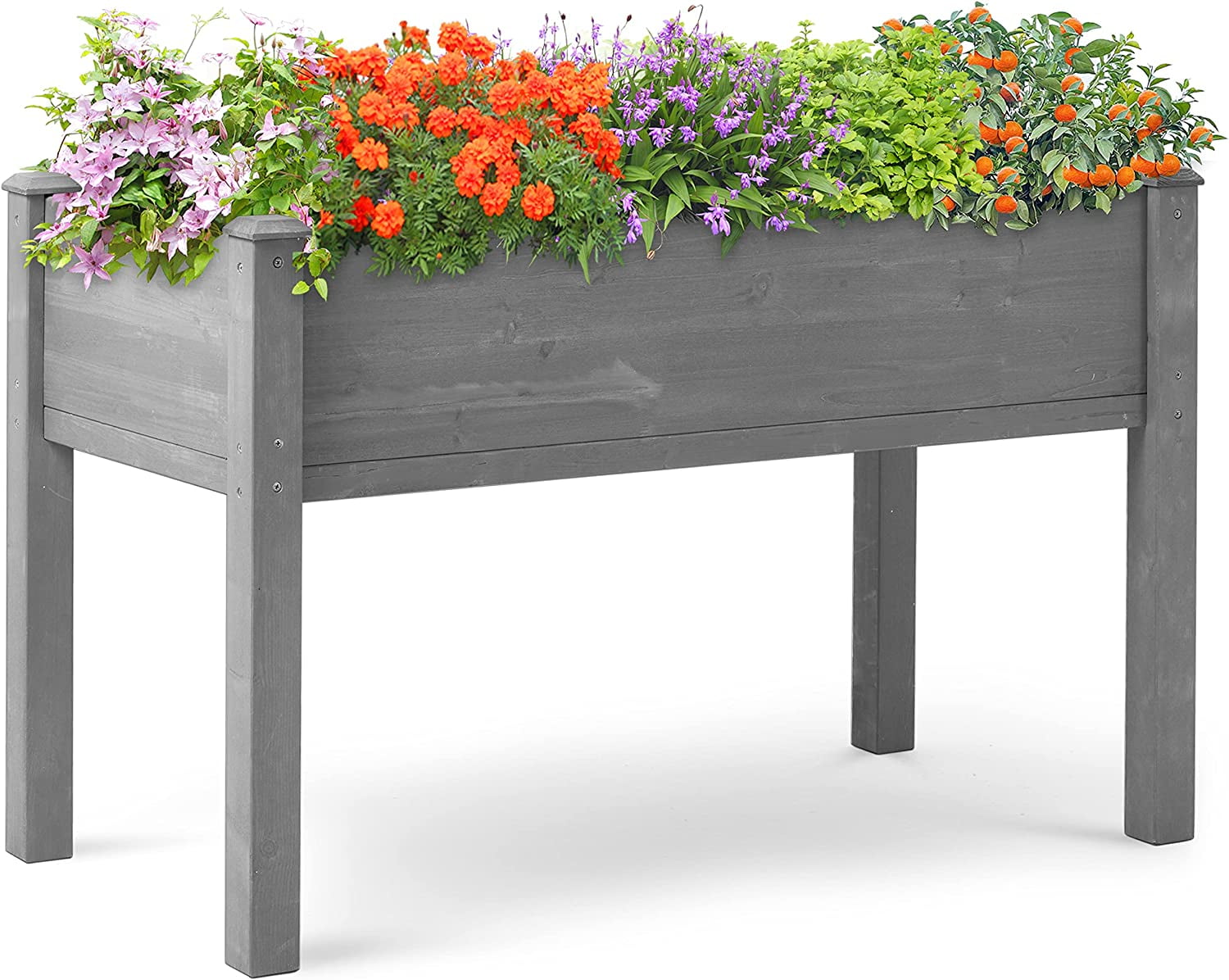 Raised Garden Bed with Legs, 48x24x30'', Outdoor Wood Elevated Planter ...