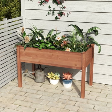 Topbuy 3-Tier Raised Garden Bed Wooden Elevated Planter Box with Open ...