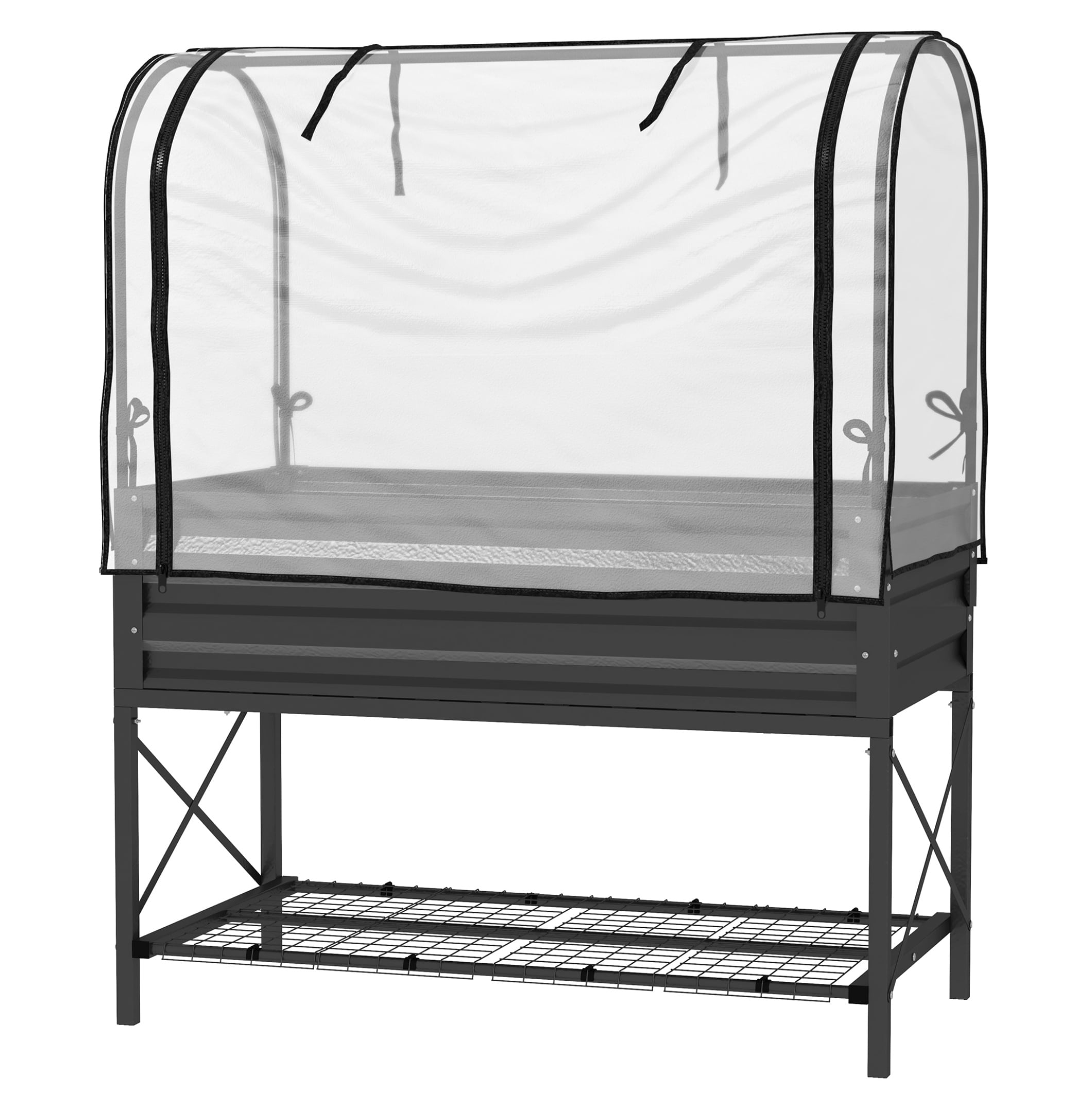 Raised Garden Bed with Legs & Cover, Metal Elevated Planter Box, 41.75 ...