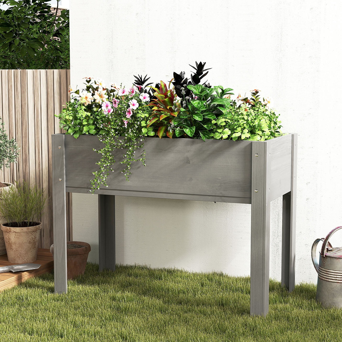 Raised Garden Bed with Legs, Elevated Wooden Planter Box for Outdoor ...