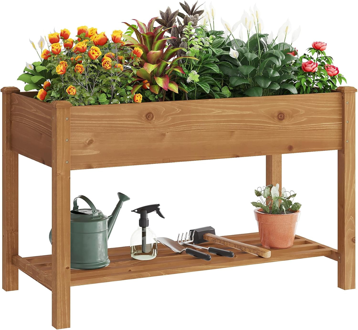 Raised Garden Bed with Legs Elevated Wood Planter Box for Planting ...