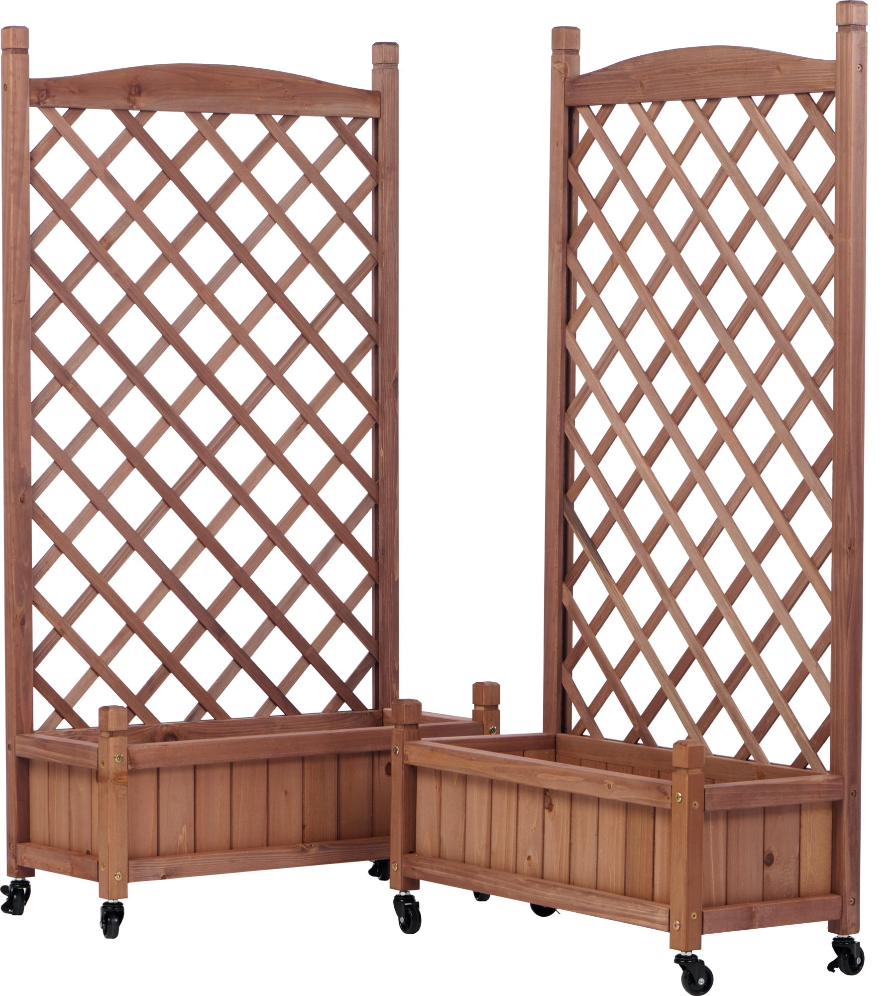 Raised Garden Bed with Trellis 2 Pack, Outdoor Wooden Planter Box ...