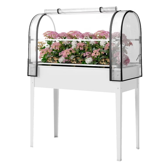 Raised Garden Bed with -Up Greenhouse Cover, Metal Elevated Garden Bed ...