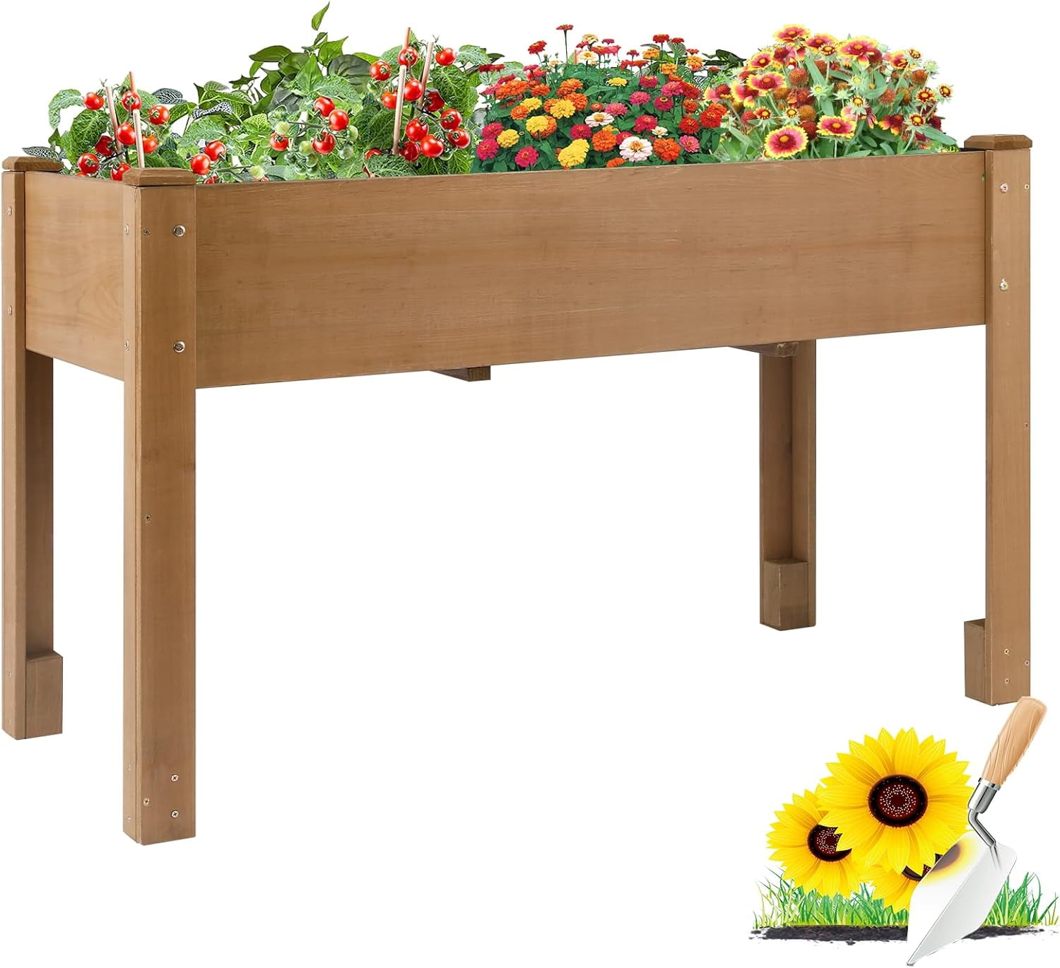 Raised Garden Beds with Legs, Outdoor Wood Elevated Garden Box with L-Connection Tabs, Leg ...