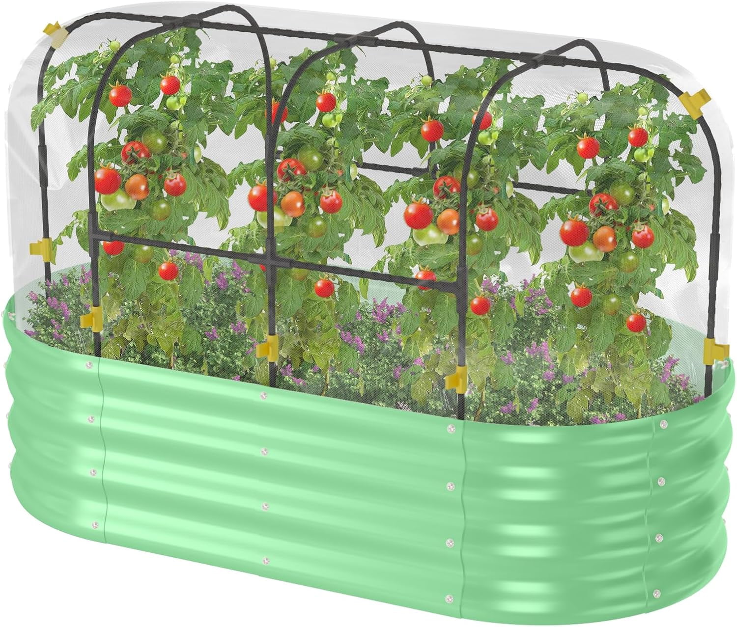 Raised Garden Beds Outdoor, 4x2x1FT Galvanized Metal Raised Garden Bed ...