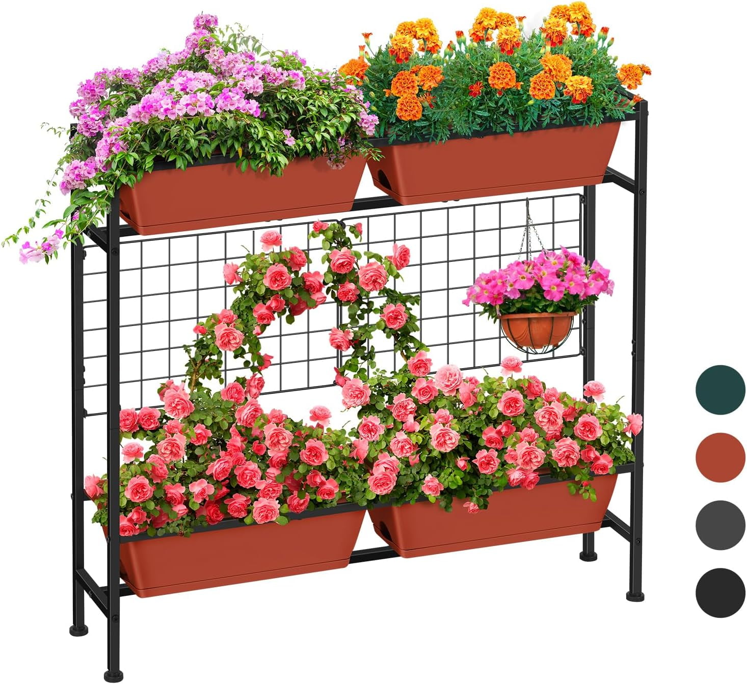 Raised Garden Beds Outdoor Elevated Planter Boxes with Trellis Herb ...