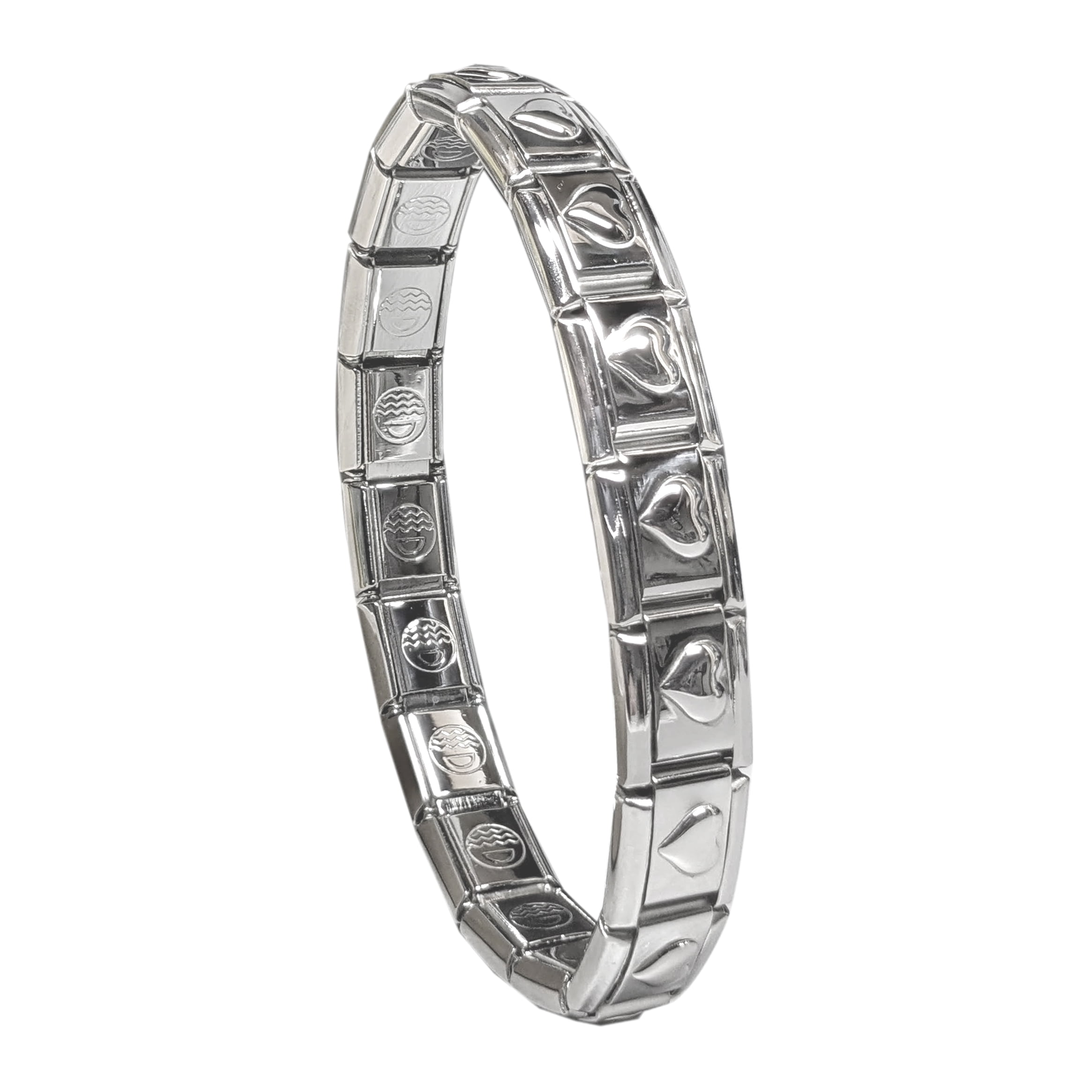 Raised Heart, 9mm Type Italian Modular Charm Bracelet for Women or Men ...