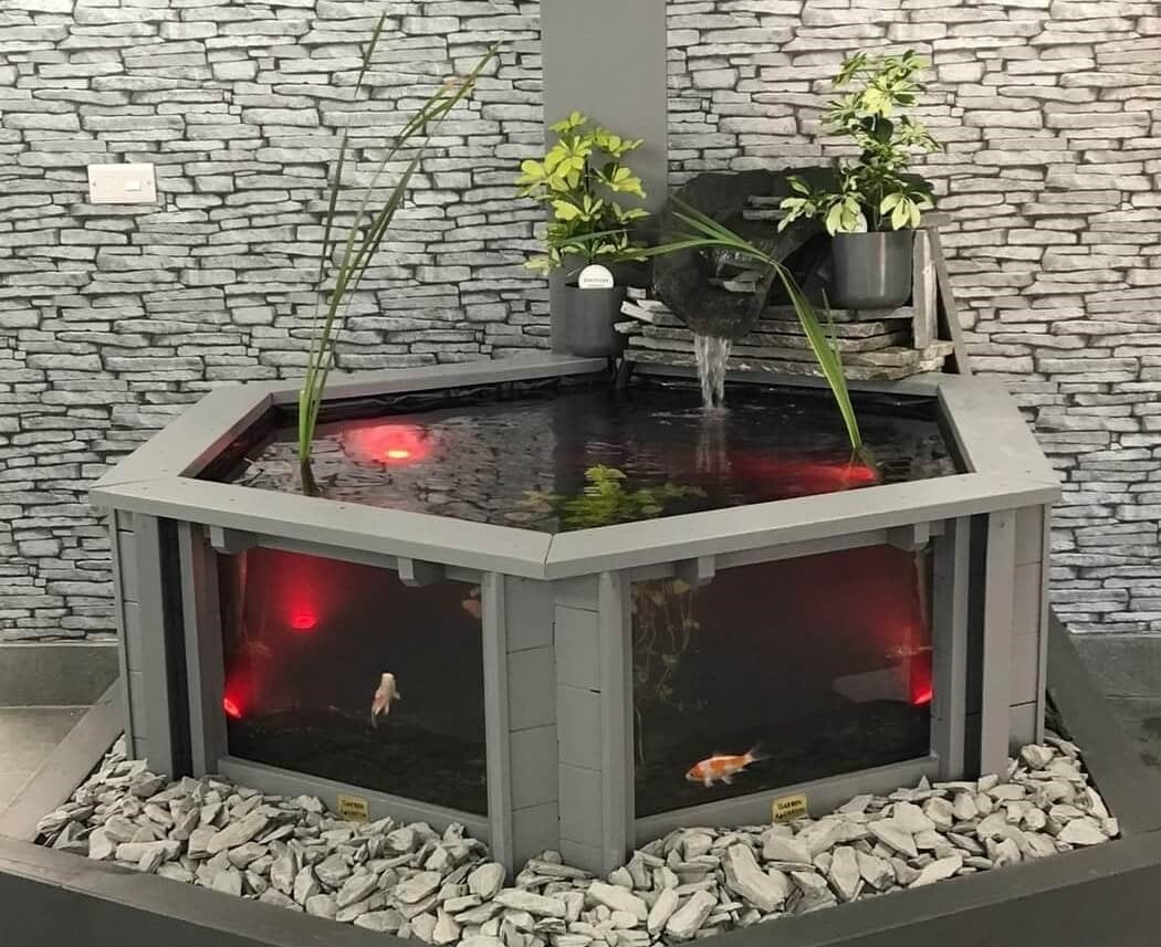 Lily Clear View Hexagon Wood Fish Tank Decor: Large-Window Garden ...