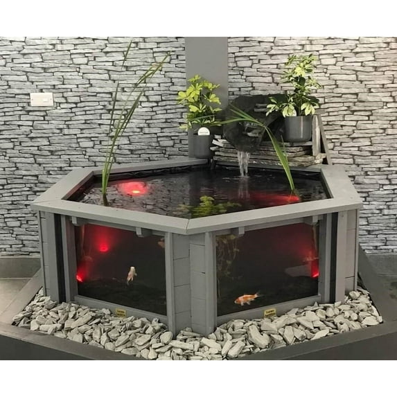 Lily Clear View Hexagon Wood Fish Tank Decor: Large-Window Garden ...
