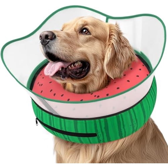 Raised Inflatable Dog Cone Collar to Stop Licking, Soft Dog Cone ...