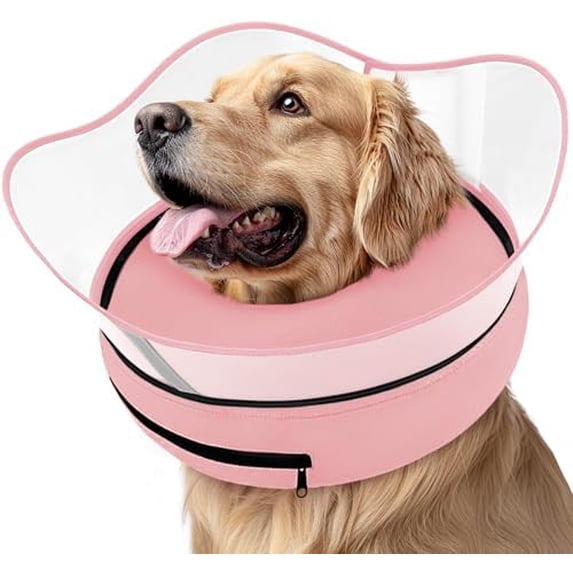 Raised Inflatable Dog Cone Collar to Stop Licking, Soft Dog Cone ...