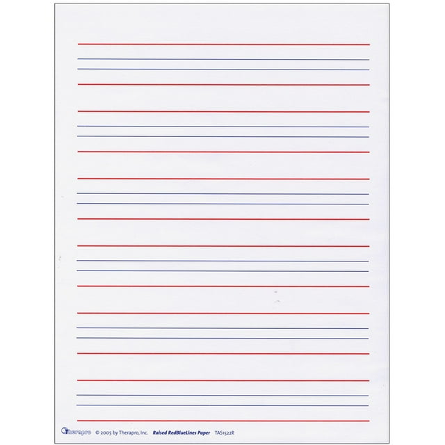Raised Line Writing Paper - Red and Blue Lines -Package of 50 - Walmart.com