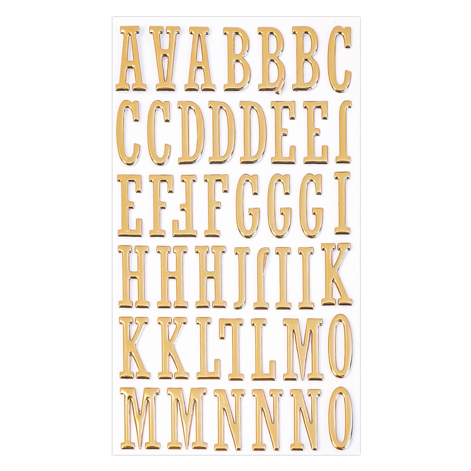 Raised Metallic Letter Stickers with Shiny Gold Finish, Puffy Alphabet ...