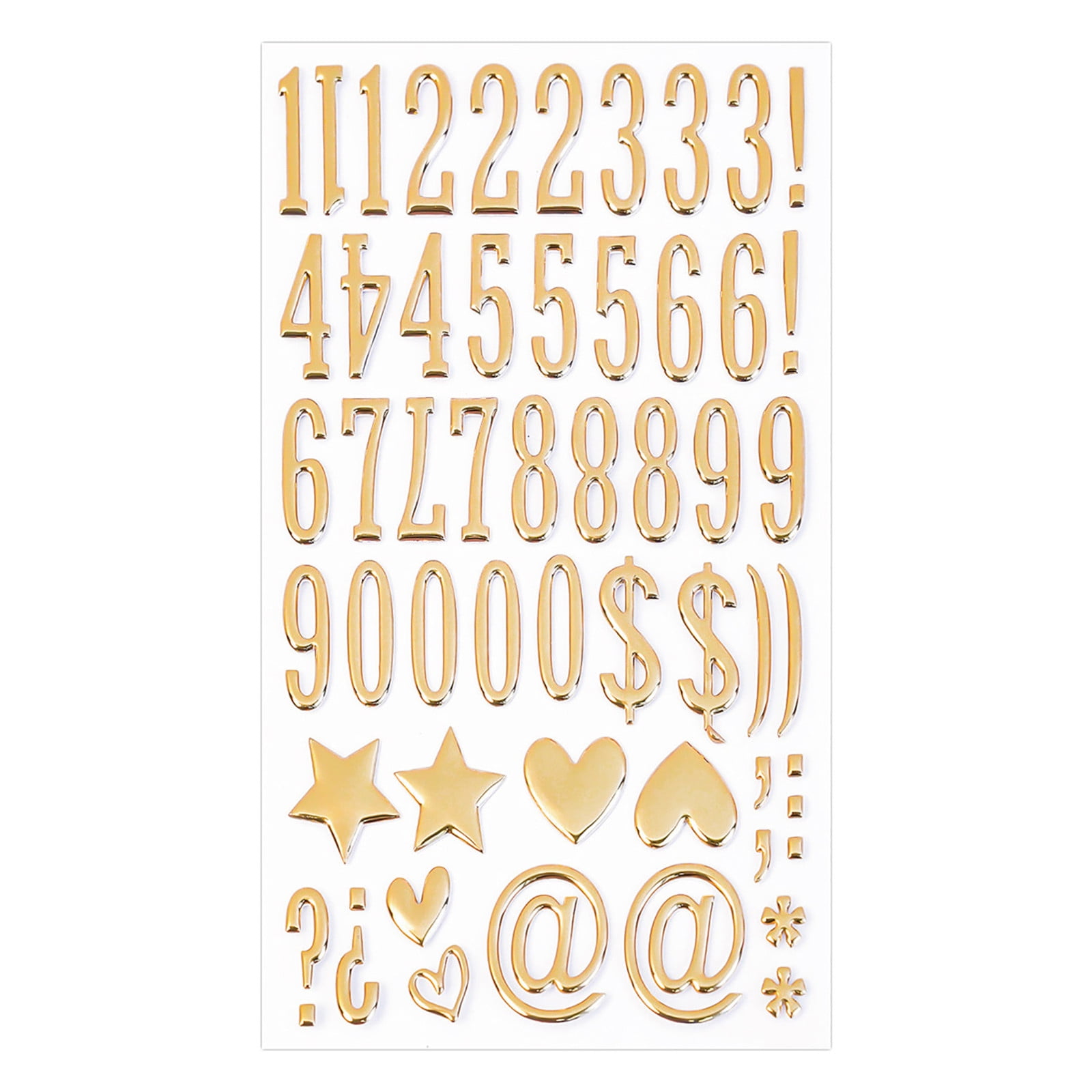 Raised Metallic Letter Stickers with Shiny Gold Finish, Puffy Alphabet ...