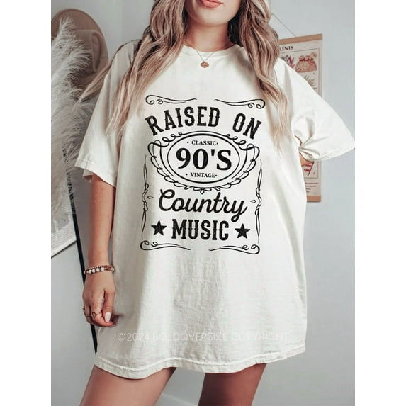 Raised On 90'S Country Funny Music Tee - Walmart.com