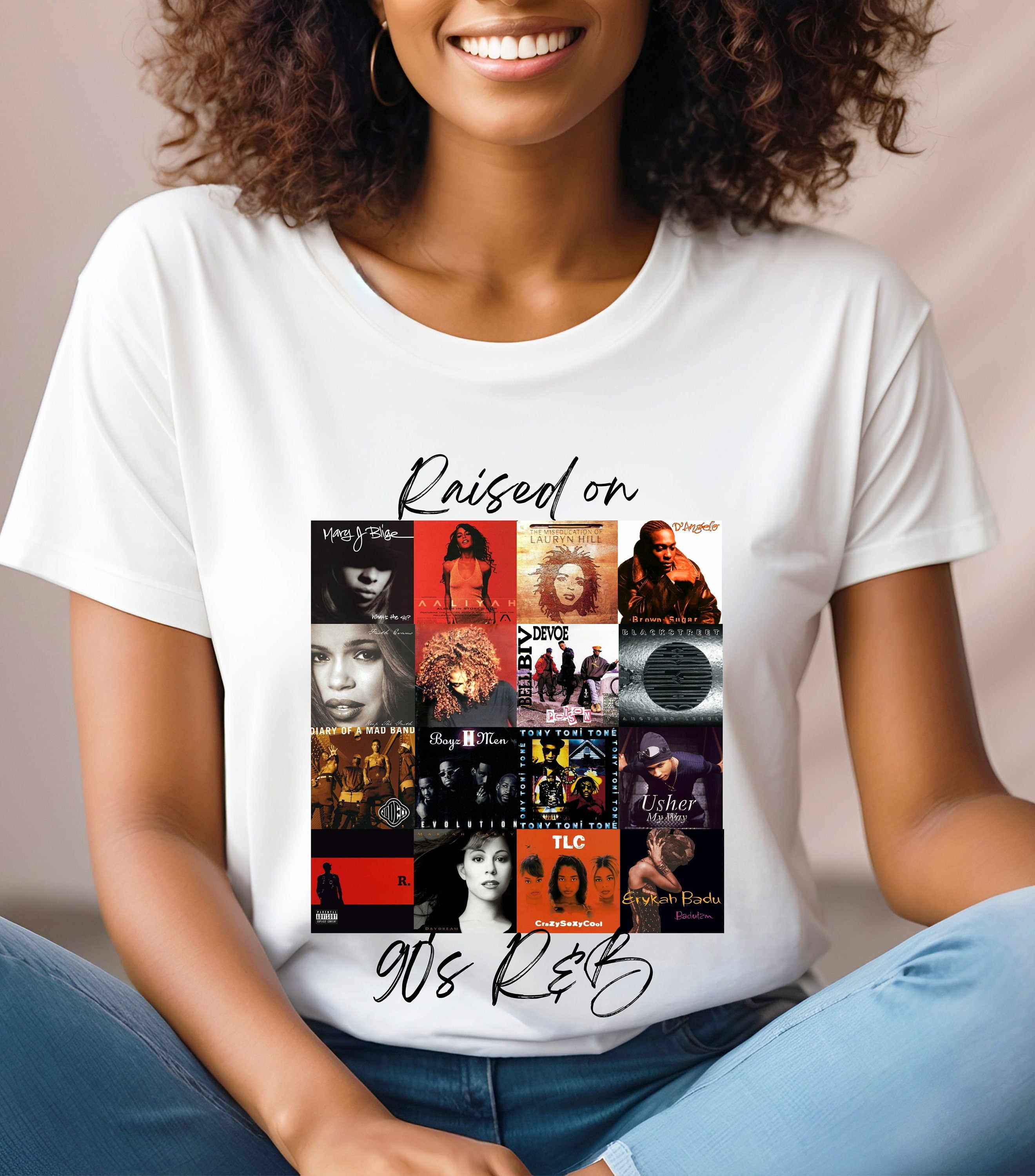 Raised On 90s R B Album Cover Tee, Music Artist Shirt, Music Lover ...