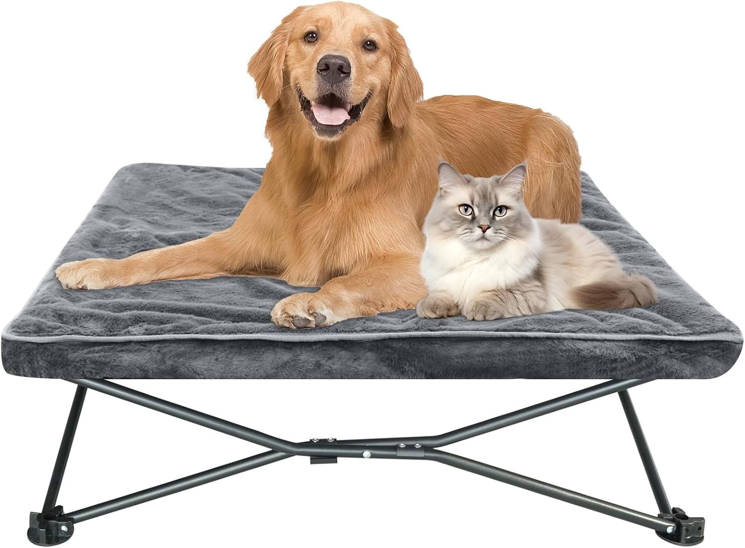 Raised Outdoor Dog Bed - 36 x 36 x 10-inch Portable Elevated Dog Cot ...