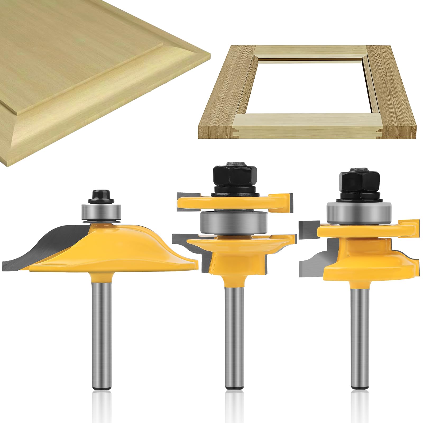 Raised Panel Router Bits，3PCS 1/4" Shank Router Bit Set,Cabinet Door ...