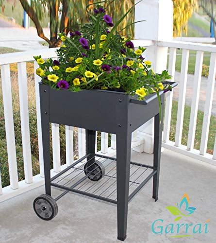 Raised Planter Box -Garden Cart with Wheels, Movable Square Outdoor ...