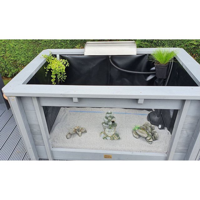 Raised Rectangle Wood Pond with Large Window Iris Clear View Garden ...