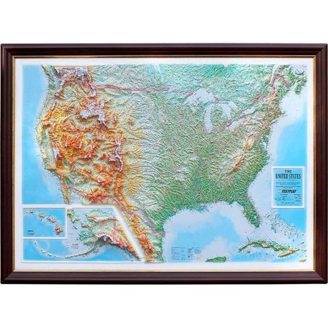 Raised Relief Base Map Of United States - Walmart.com