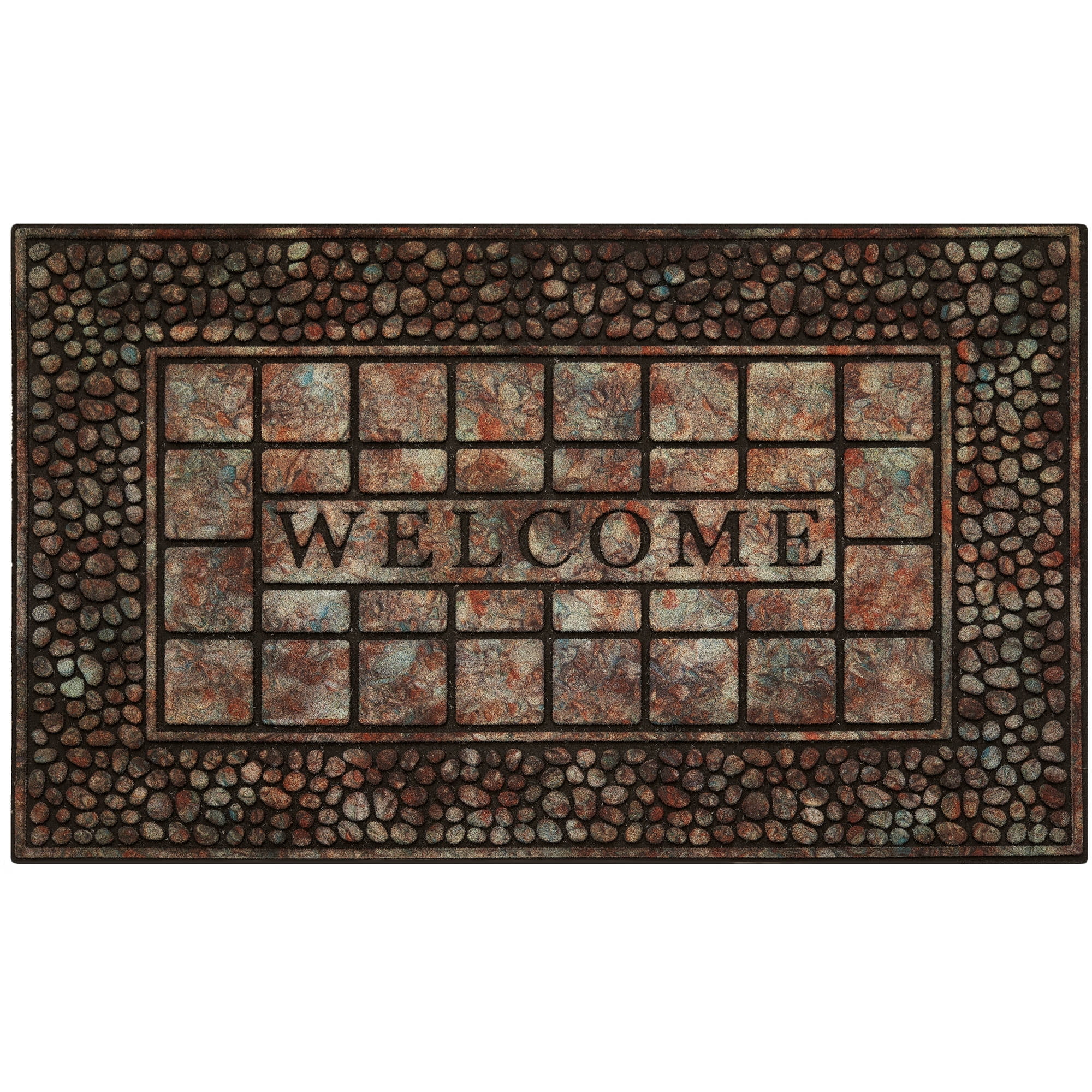 Achim Raised Rubber Indoor/Outdoor Doormat Clay Stone, 18" x 30", Brown ...
