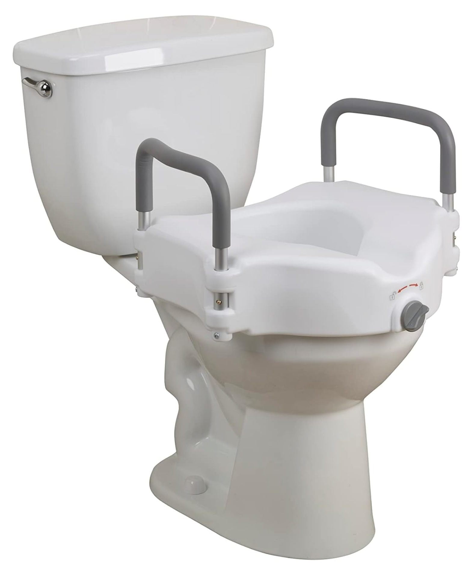 Raised Toilet Seat with Handles - 2-in-1 Elevated Toilet Riser with ...
