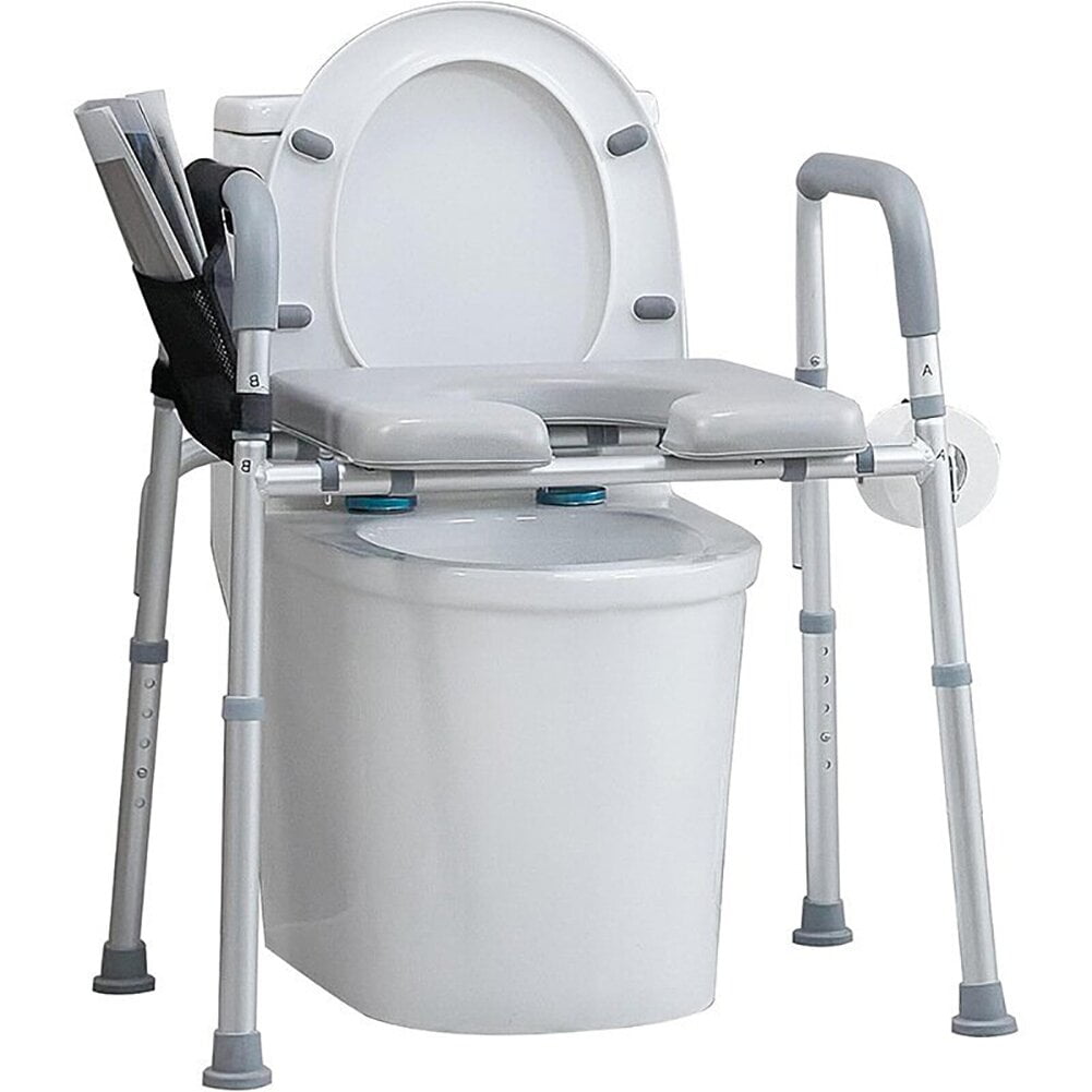 Raised Toilet Seat with Handles, 4-in-1 Elevated Toilet Seat Riser ...