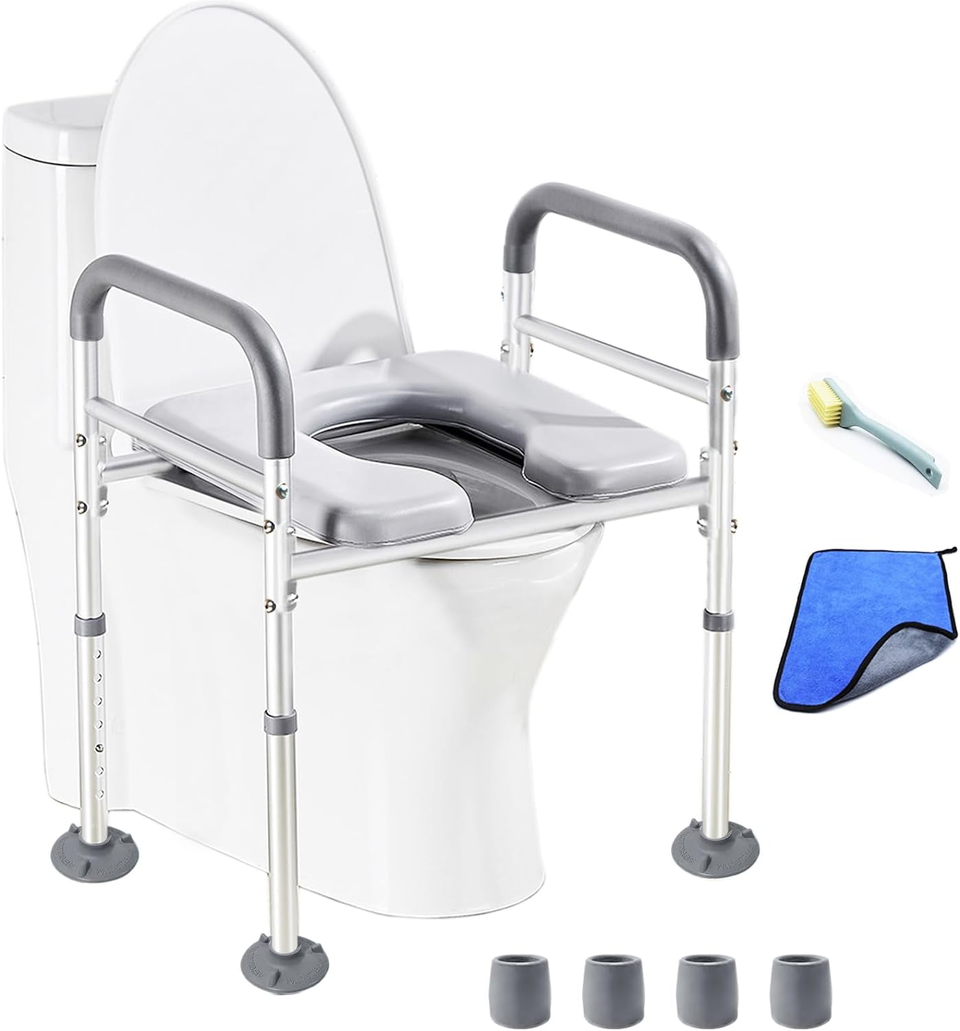 Raised Toilet Seat with Handles up to 450lbs, Wide Padded Toilet Seat ...