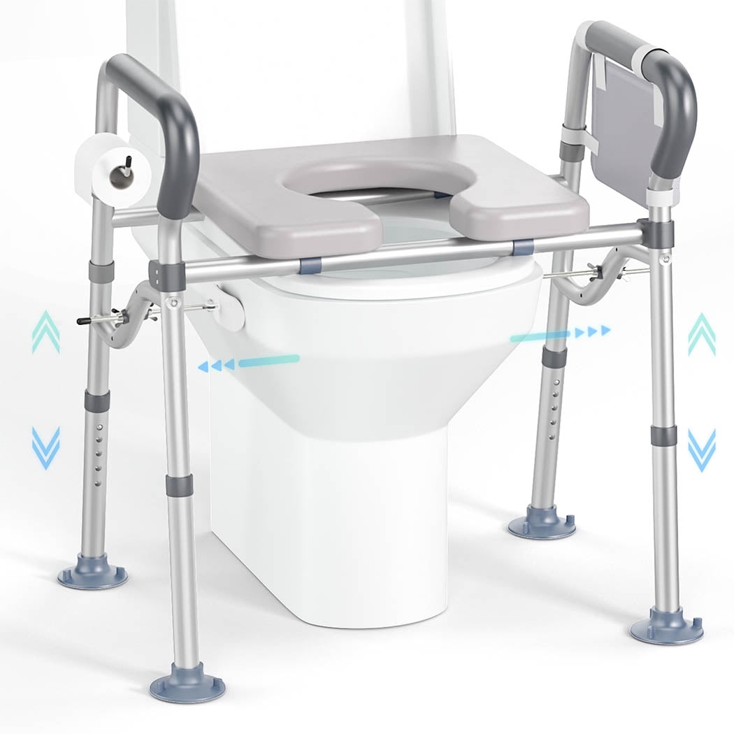 Raised Toilet Seat with Handles, 5 levels Adjustable Height Folding ...