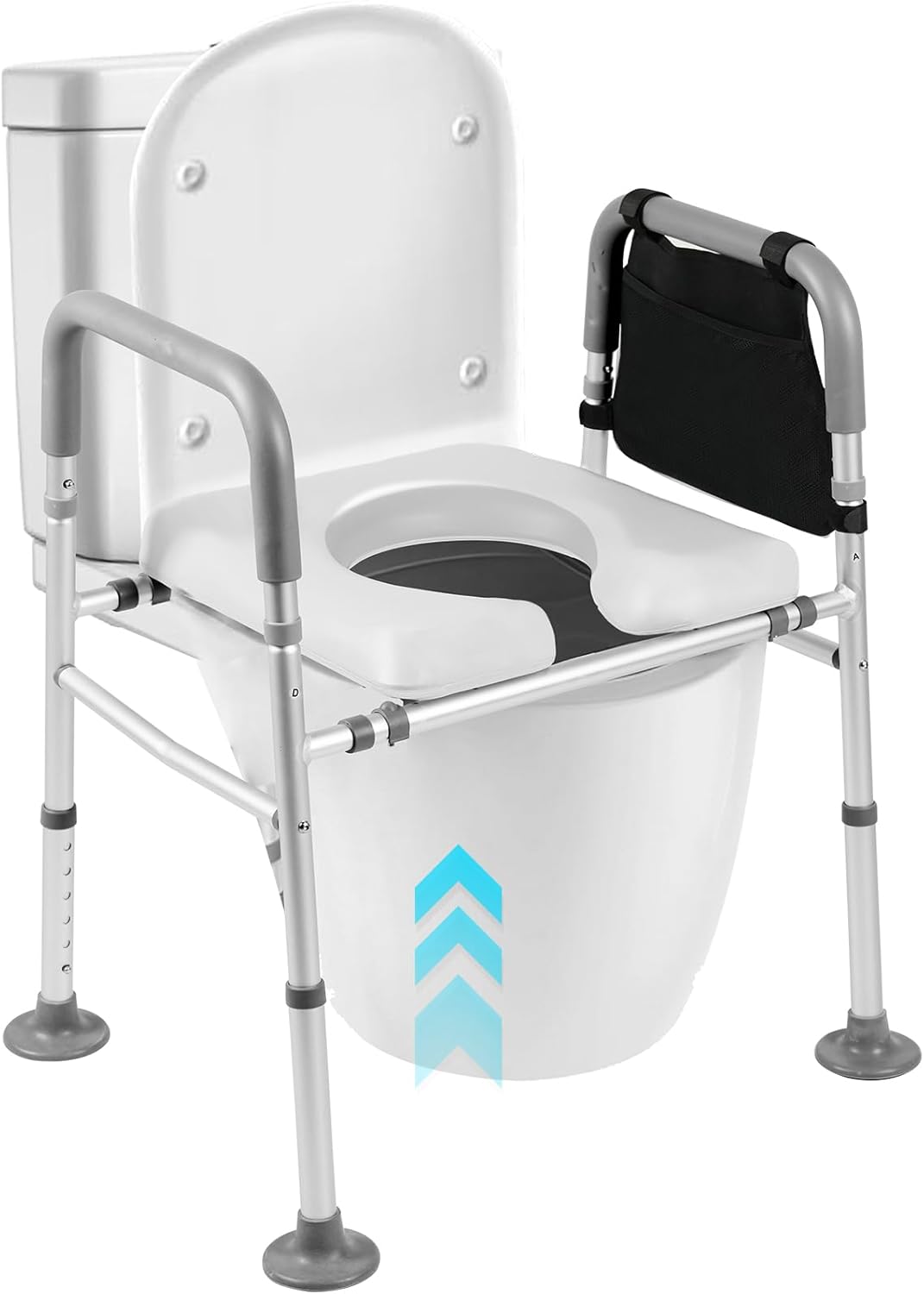 Raised Toilet Seat with Handles, Adjustable Commode Chair for Toilet ...