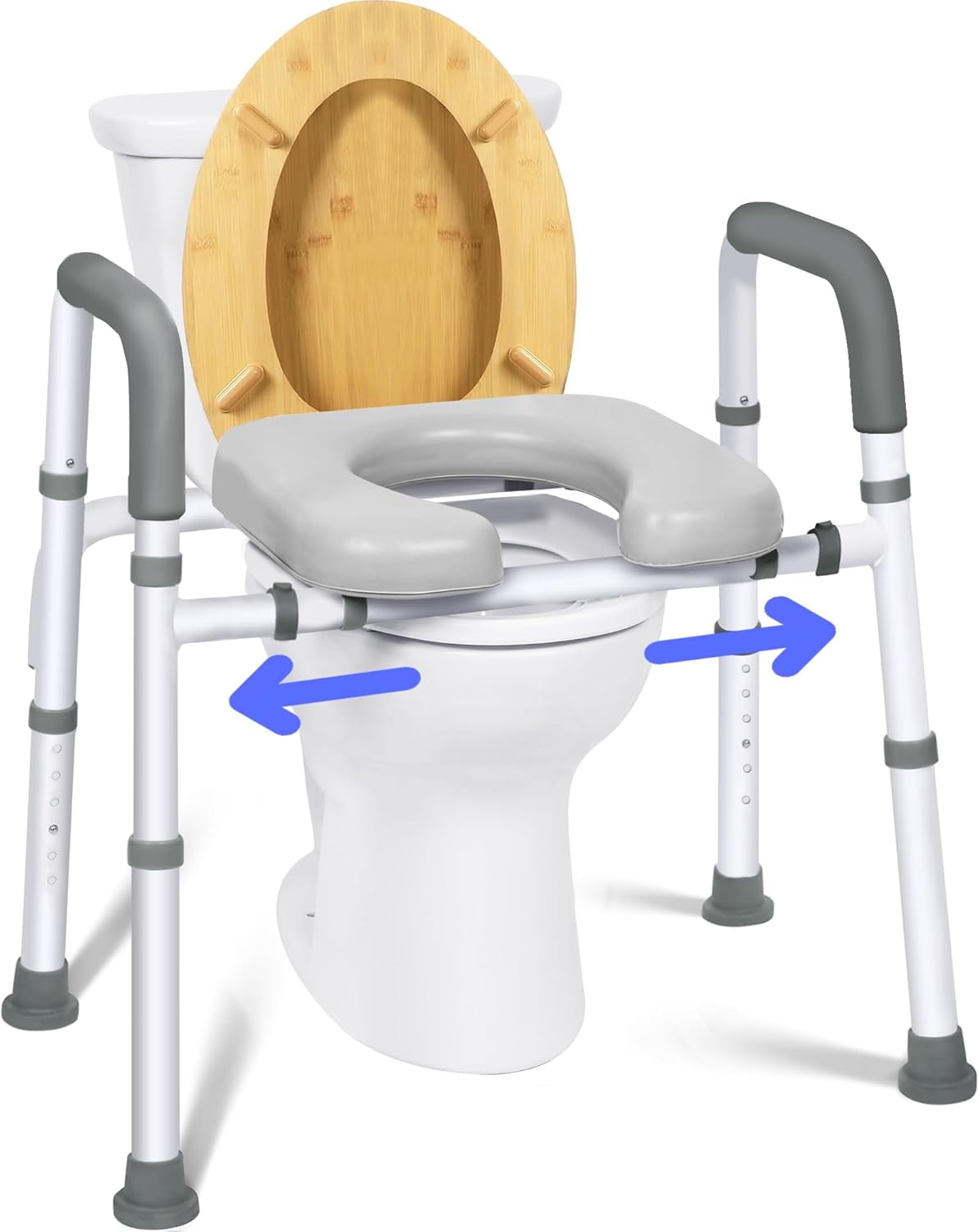Raised Toilet Seat with Handles, Adjustable Width & Height Commode ...
