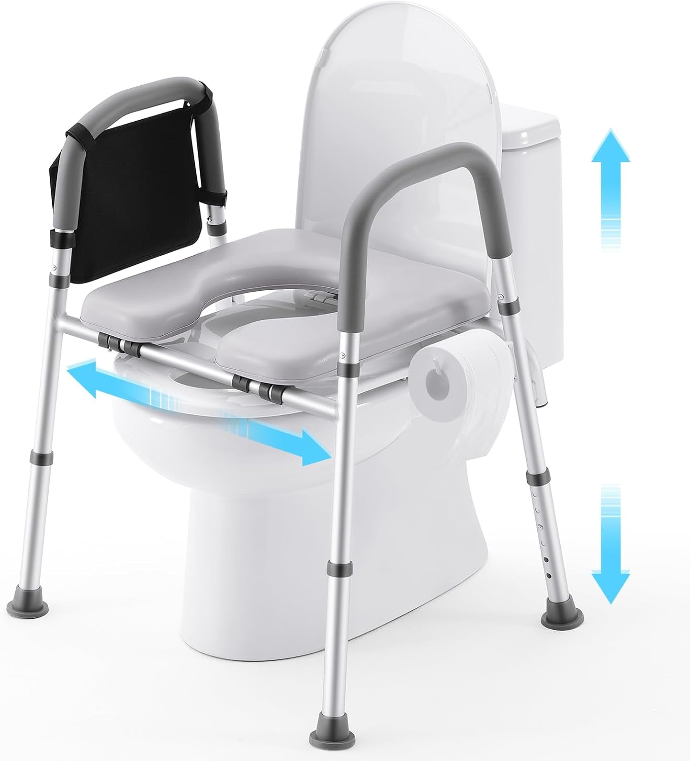 Raised Toilet Seat with Handles, Adjustable Width and Height Elevated ...