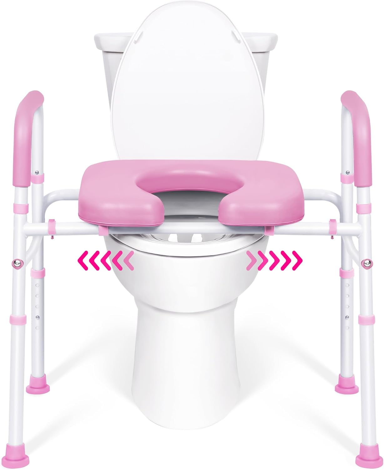 Raised Toilet Seat with Handles, Easily Adjust Width and Height Commode ...