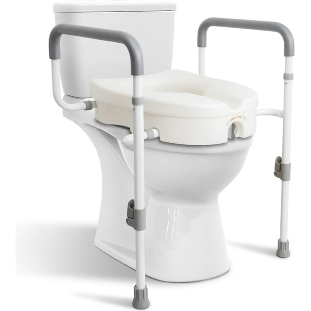 Raised Toilet Seat with Handles for Elderly - Toilet Seat Risers for ...