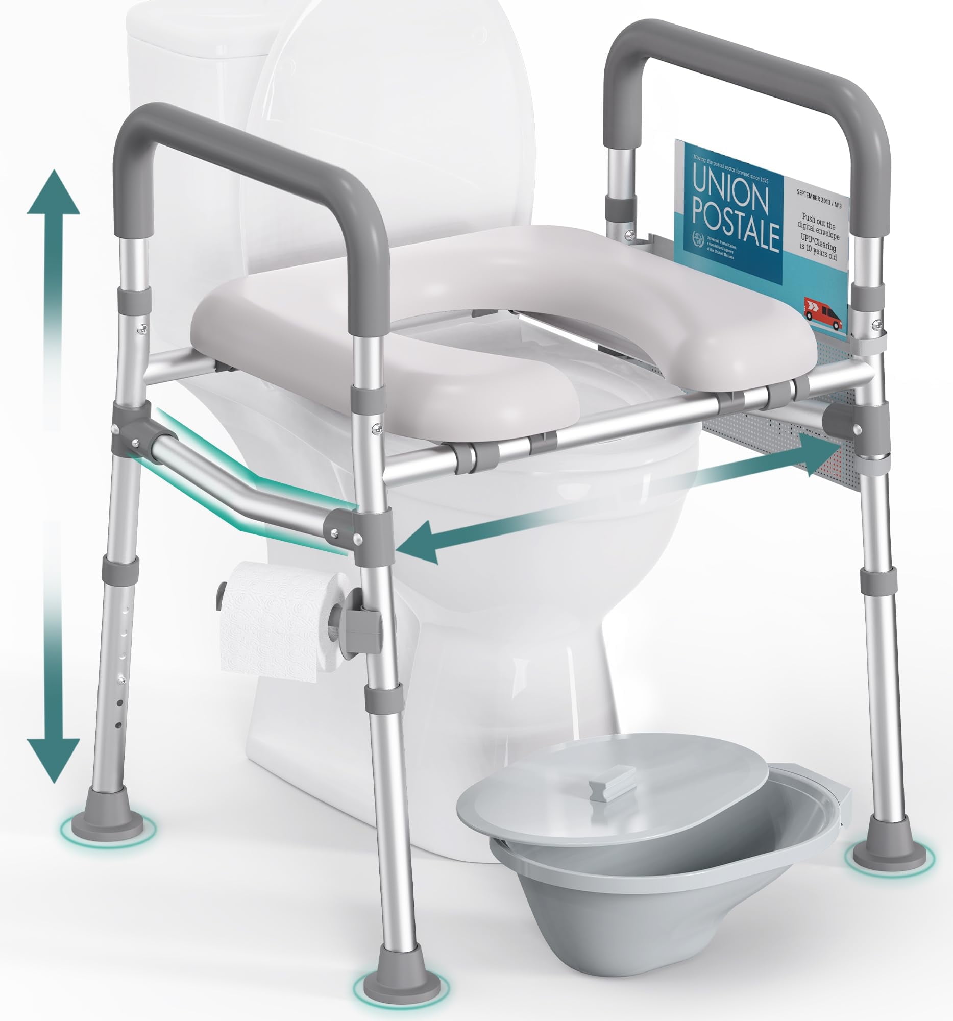 Raised Toilet Seat with Handles, FSA HSA Eligible 500lb Toilet Seat ...