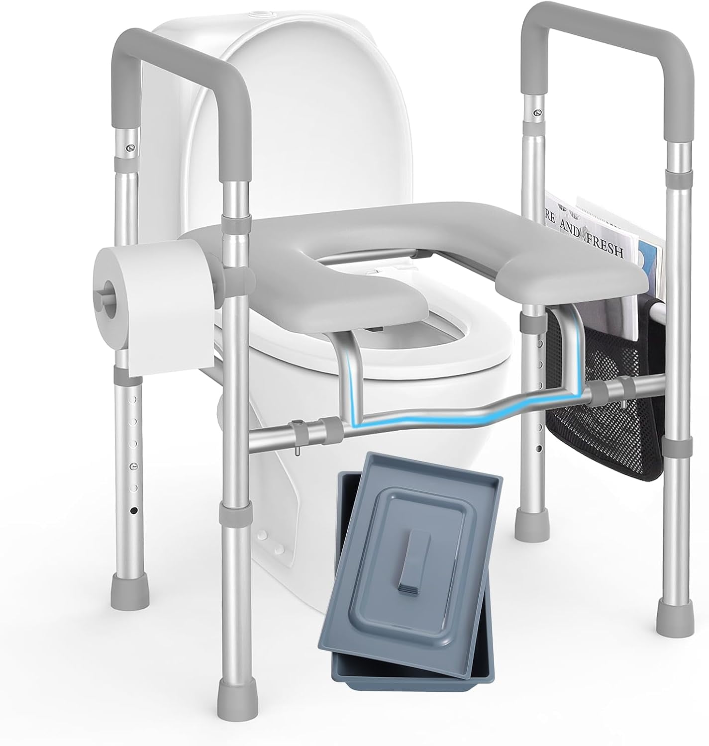 Raised Toilet Seat with Handles -HSA 400LB Adjustable Width Height ...