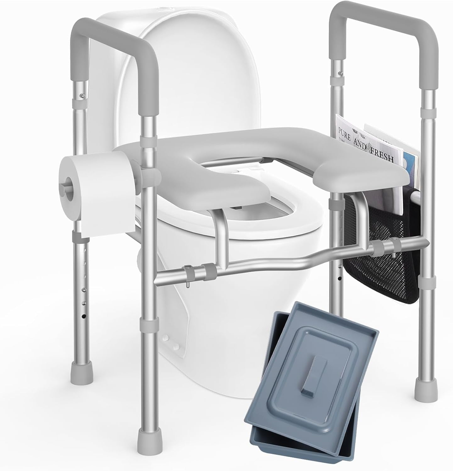 Raised Toilet Seat with Handles, HSA 400LB Adjustable Width and Height ...