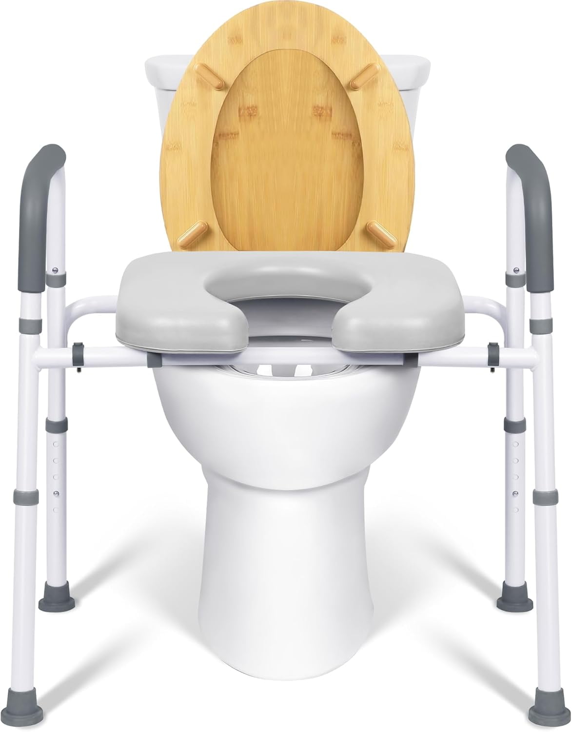 Raised Toilet Seat with Handles, Height Adjustable Elevated Toilet Seat ...