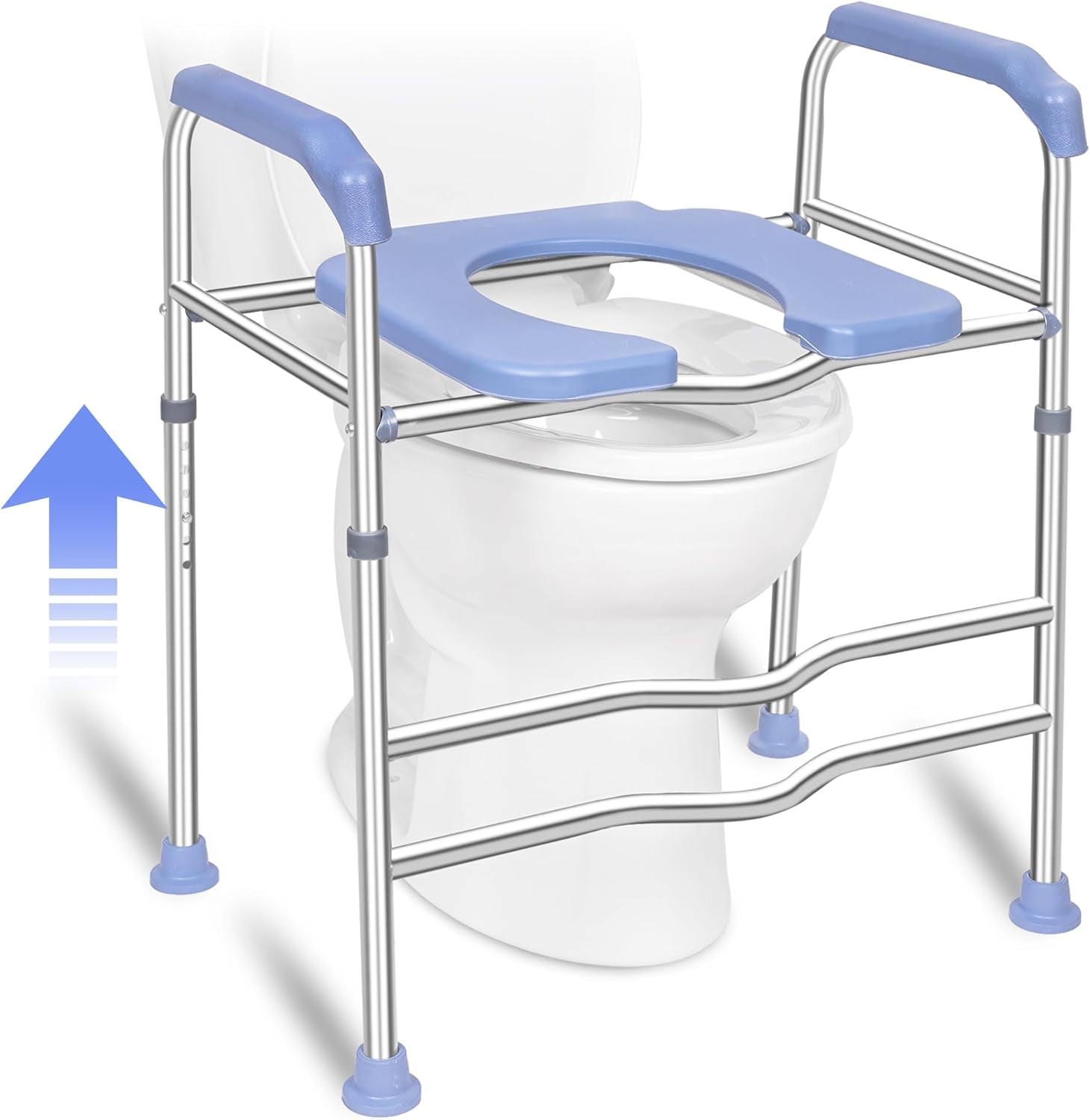 Raised Toilet Seat with Handles and Large Seat, Up to 400lbs Commode ...