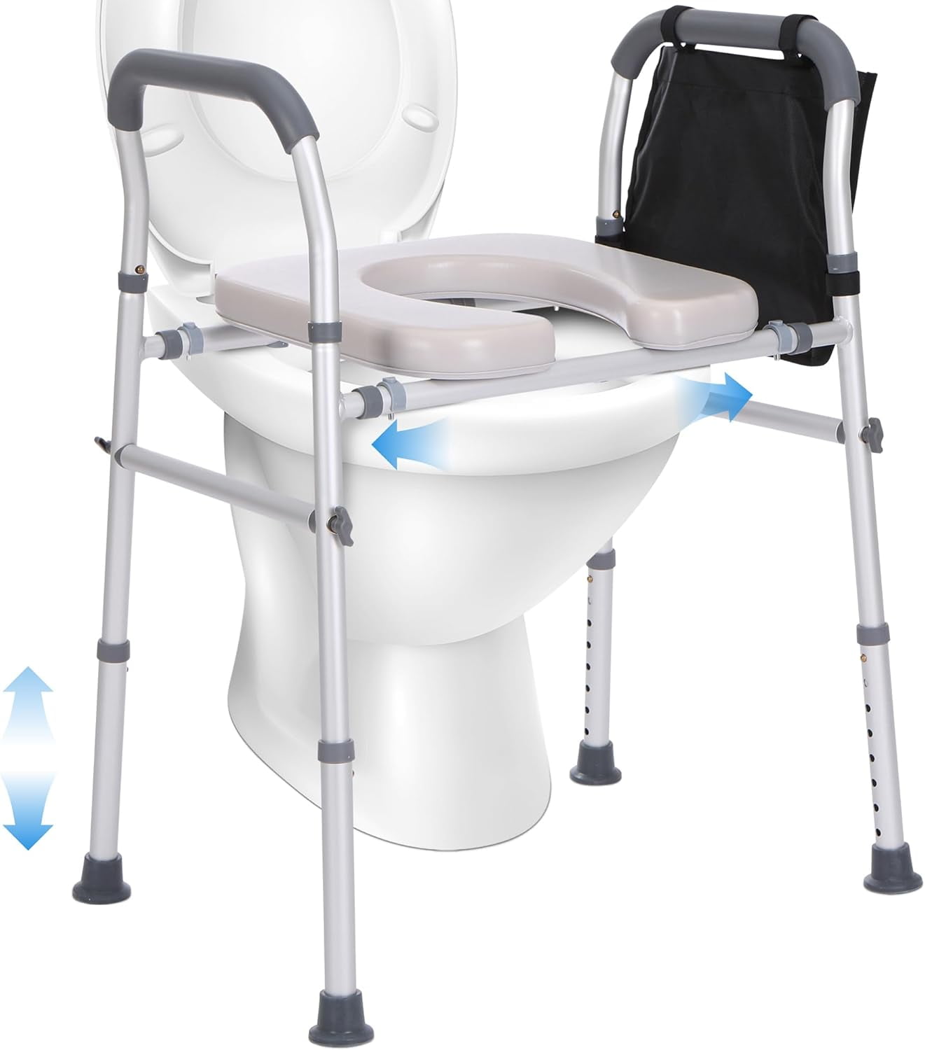 Raised Toilet Seat with Handles, Padded Toilet Seat Risers for Seniors ...